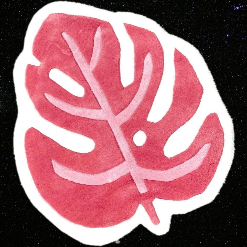 Pink Monstera Leaf Rug | Namasteycraft